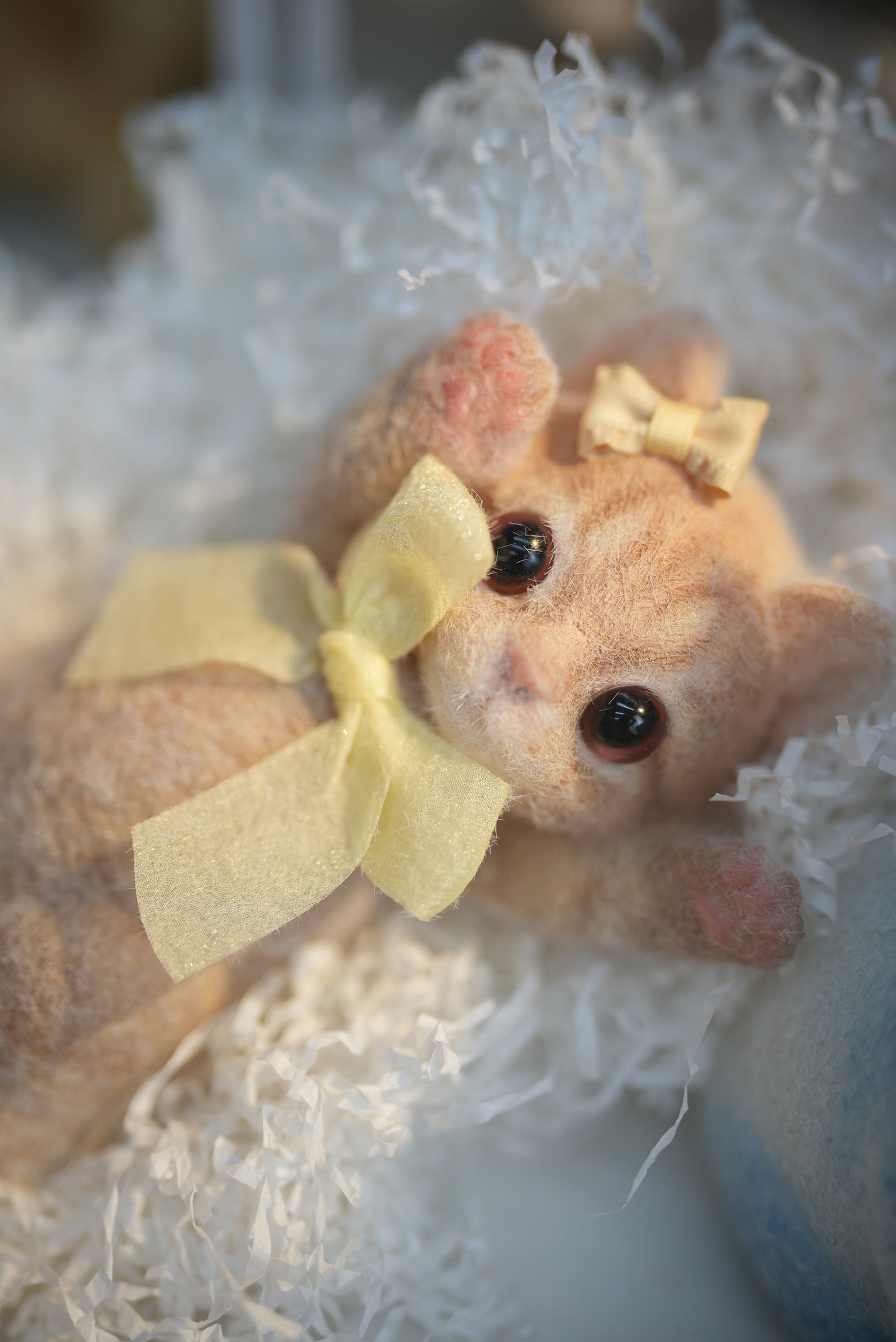 A14: Lovely Ginger Squishy Cat with Yellow Bows – Squishy Wang Diy